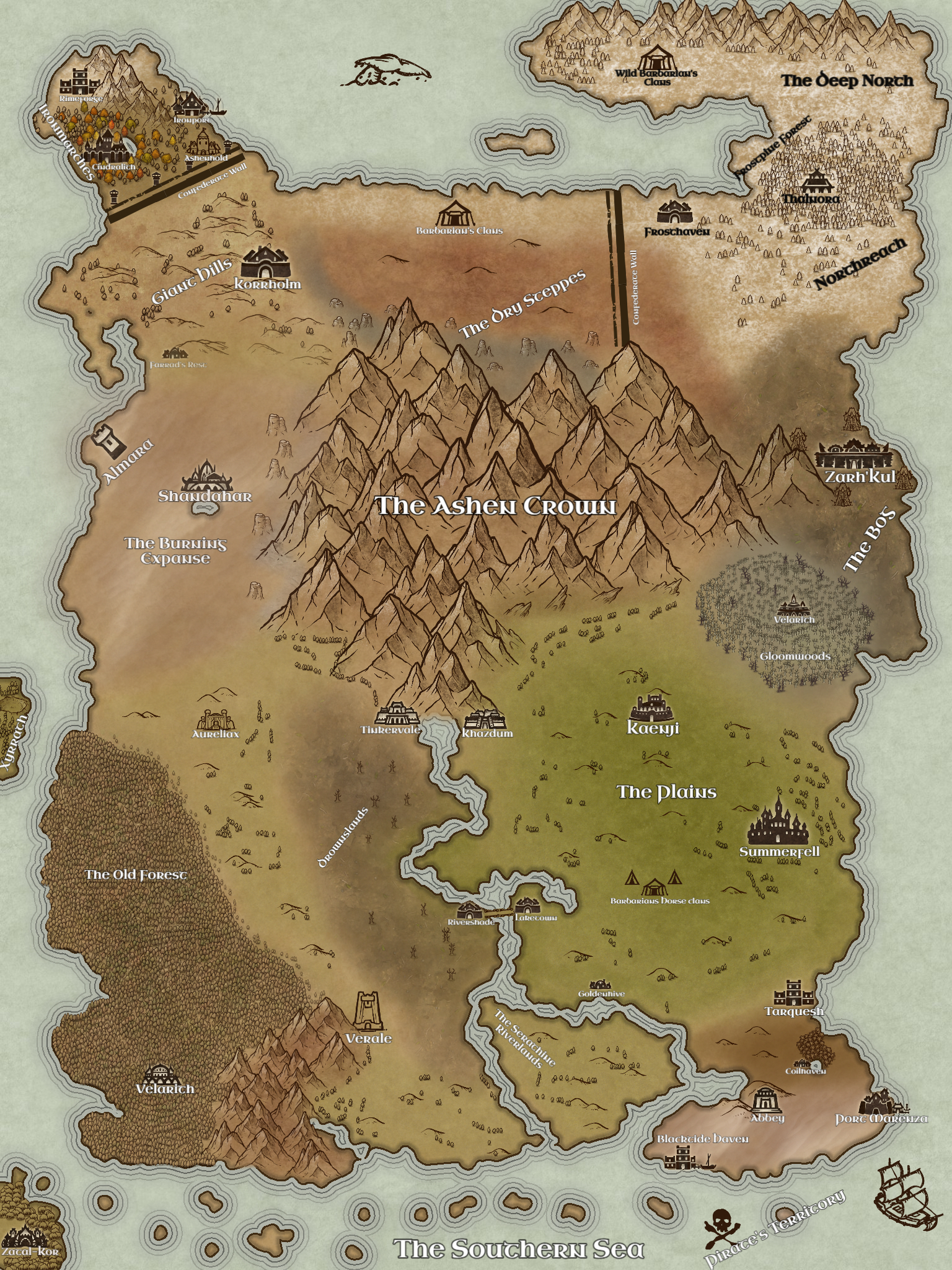 World Map of Korvessan + Cosmology - The Wanderer’s Almanac | Royal Road