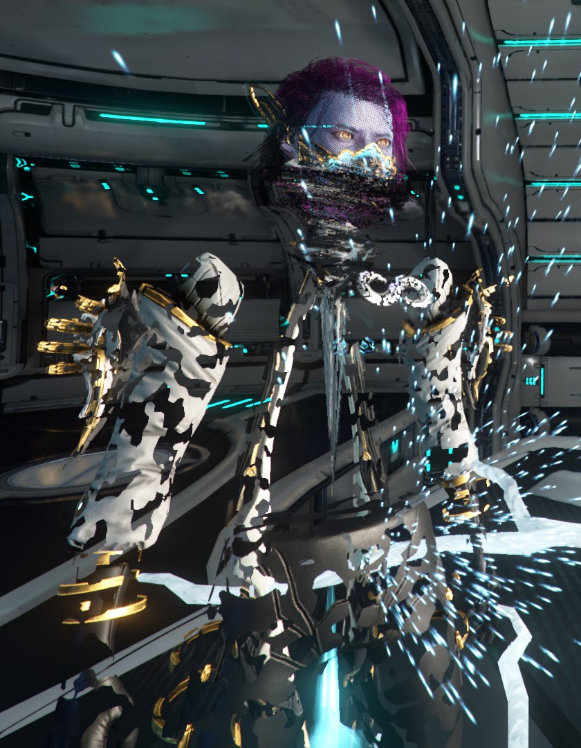 OPERATOR: Broken Transference shader animation on cosmetics (Commodore Prime Mask, Harrier Suit ...