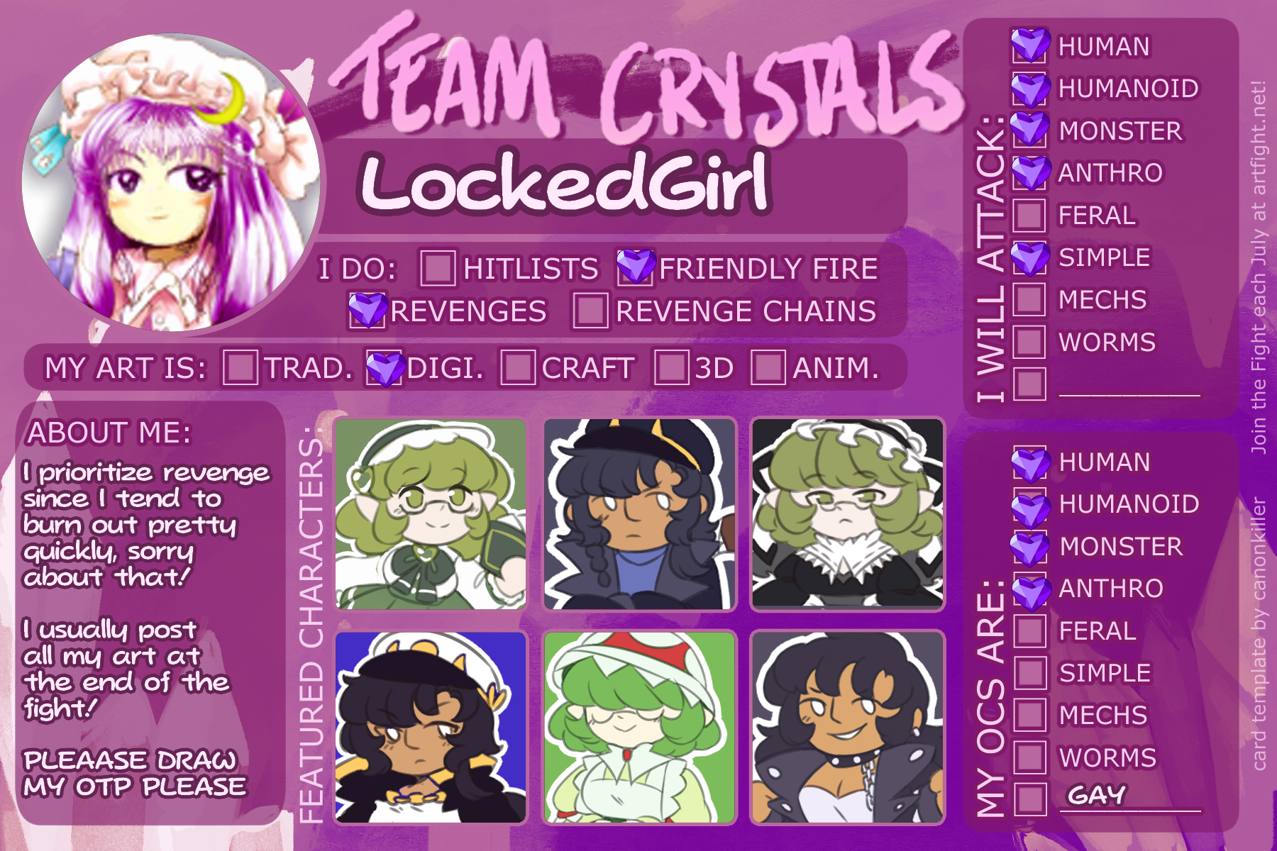 Artfight 2025 - TEAM CRYSTALS THREAD 💎 on Toyhouse