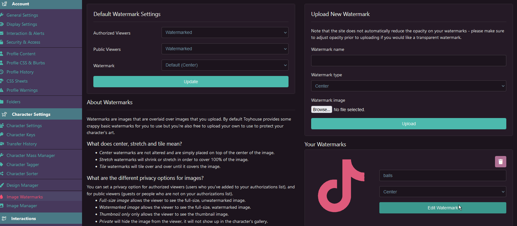 Uh how do i get a watermark working on Toyhouse