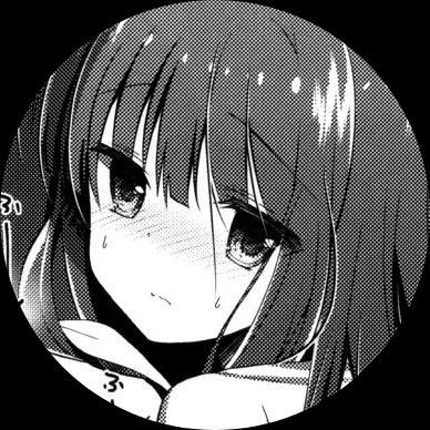 Mono 1girl, bangs, black/dark hair, blush, circular/circle crop ...