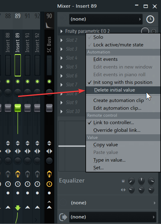 One of my mixer inserts has an assigned track and I put an effect on it ...