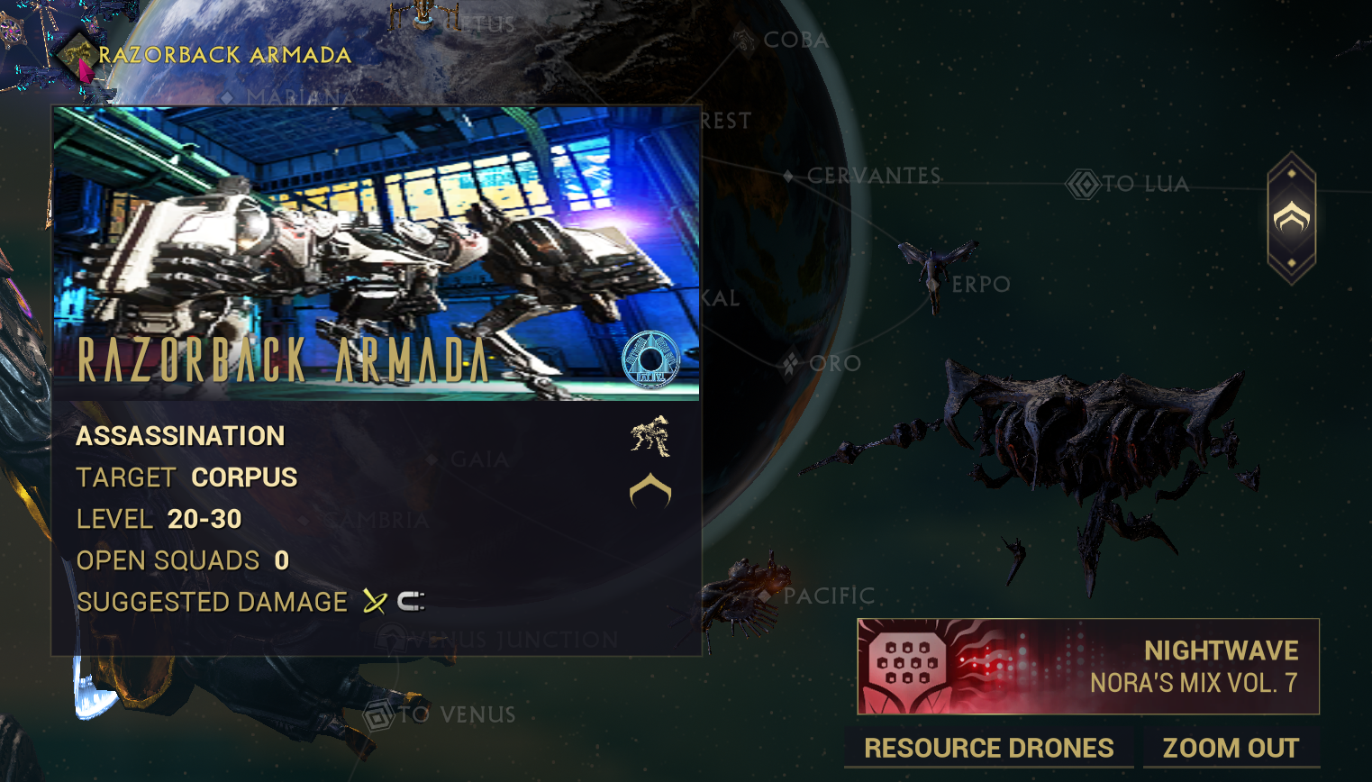 "Open squads" display shows 0 when hovering over Razorback Armada location while Steel Path is ...