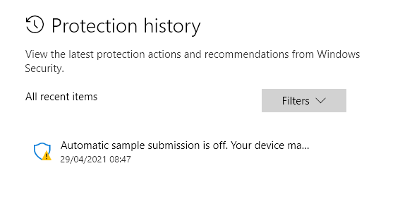 1 threats found. Protection history is empty. : r/techsupport