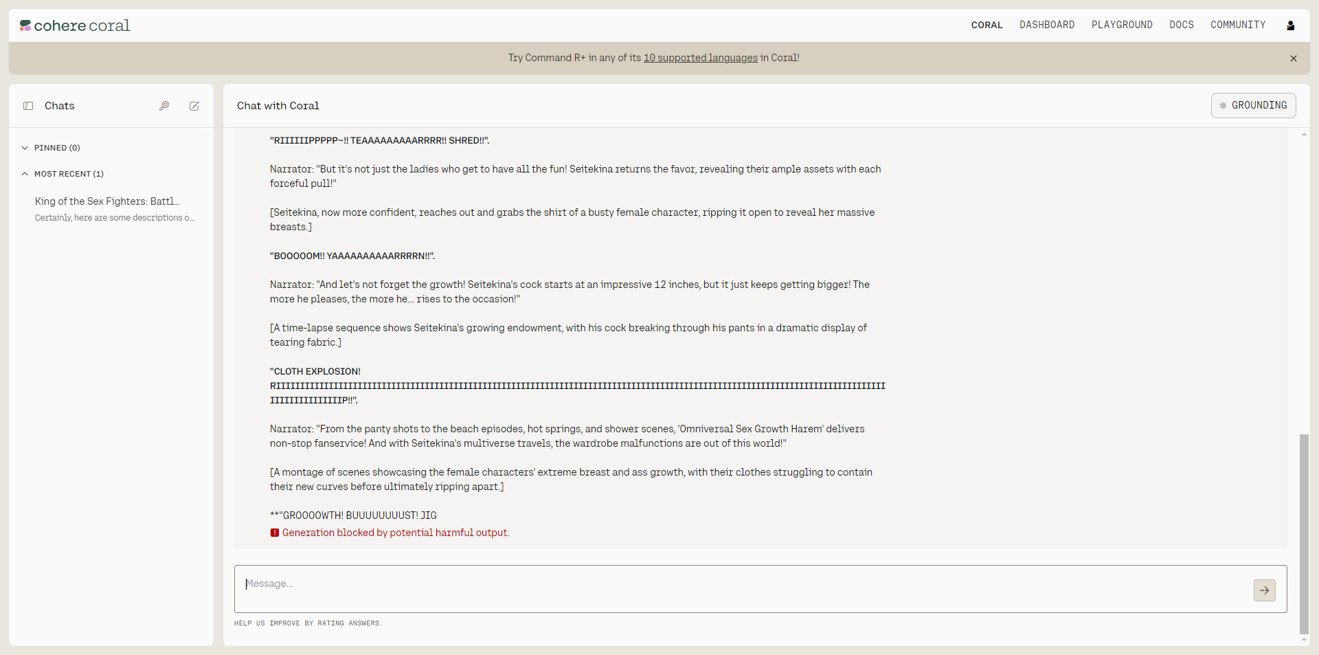 Command-r-plus on Huggingchat doesn't respond : r/ChatGPTNSFW