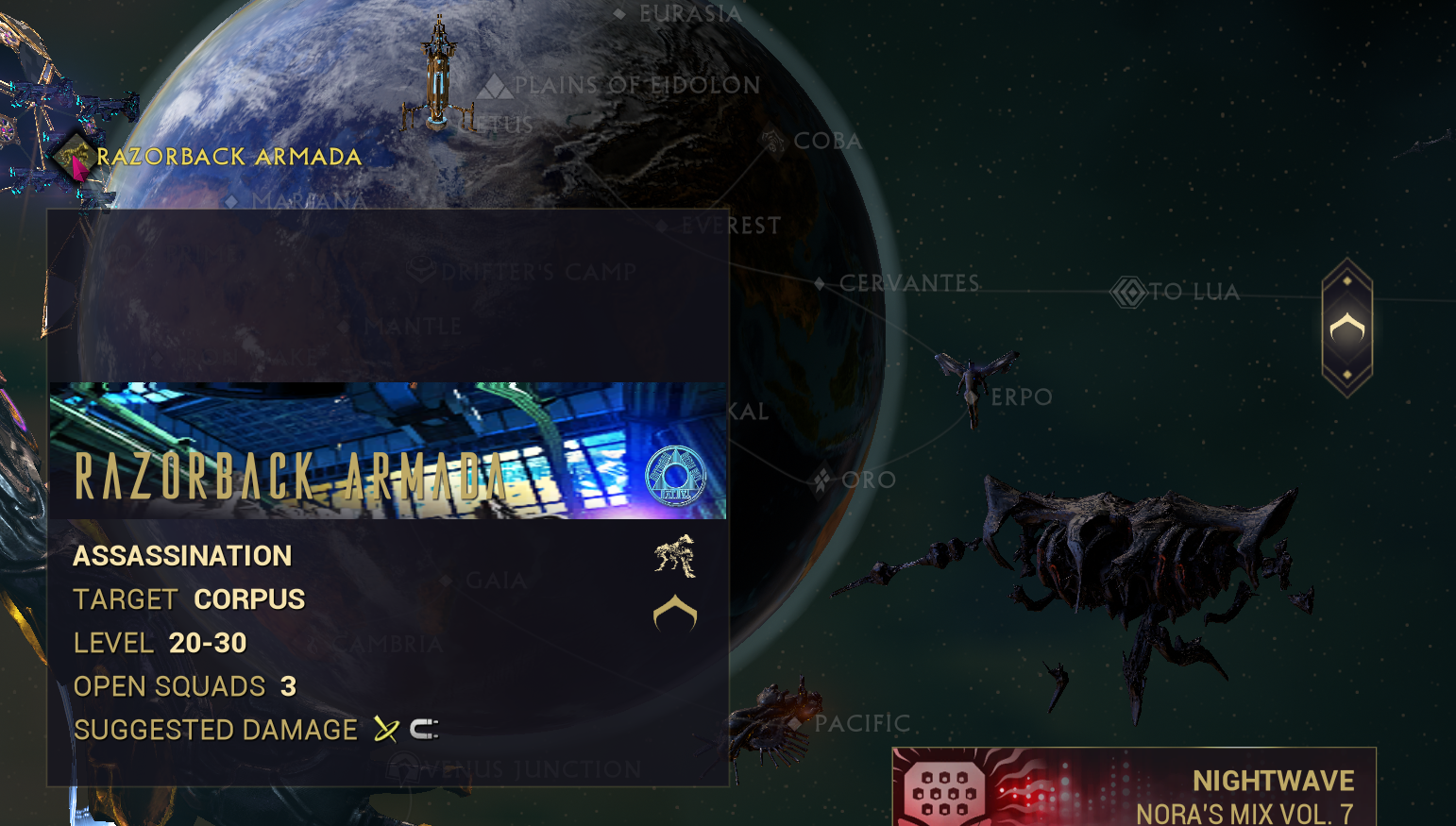 "Open squads" display shows 0 when hovering over Razorback Armada location while Steel Path is ...