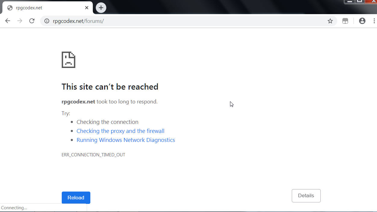 Anyone else have the issue where some pages don't load? | rpgcodex > I ...