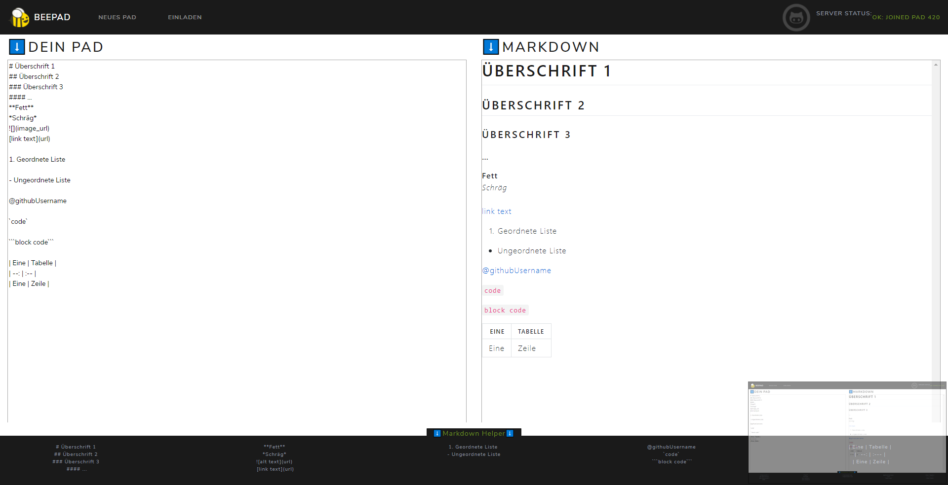 GitHub - Yautil/beepad: Beepad - An Anonym Collaborative Text-Editor and Markdown Parser