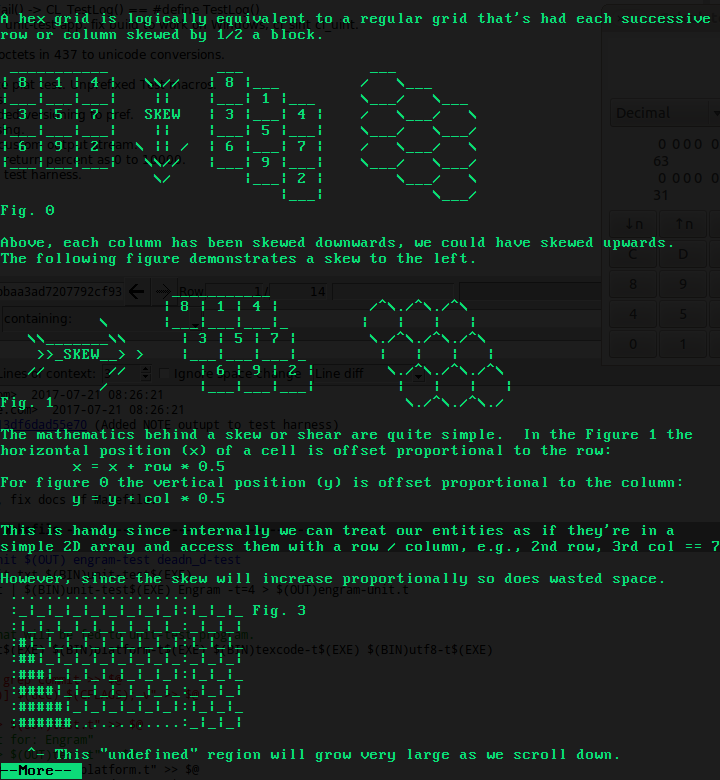 Still in the design phase of implementing text based hex grid; Working ...