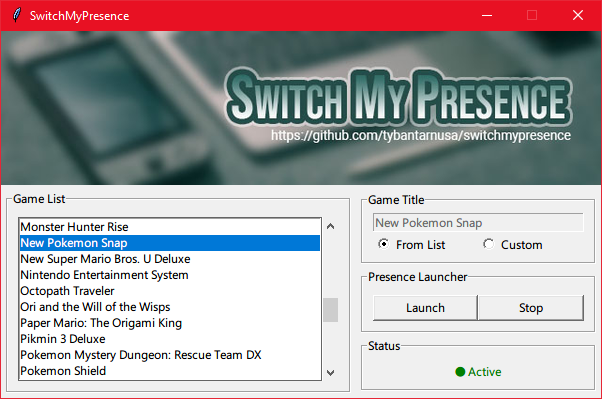 GitHub - tybantarnusa/switchmypresence: SwitchMyPresence is a Nintendo ...