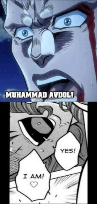 Mono "Muhammad Avdol!" "Yes! I am!" 1girl, Jean Pierre Polnareff, JoJo's Bizarre Adventure ...