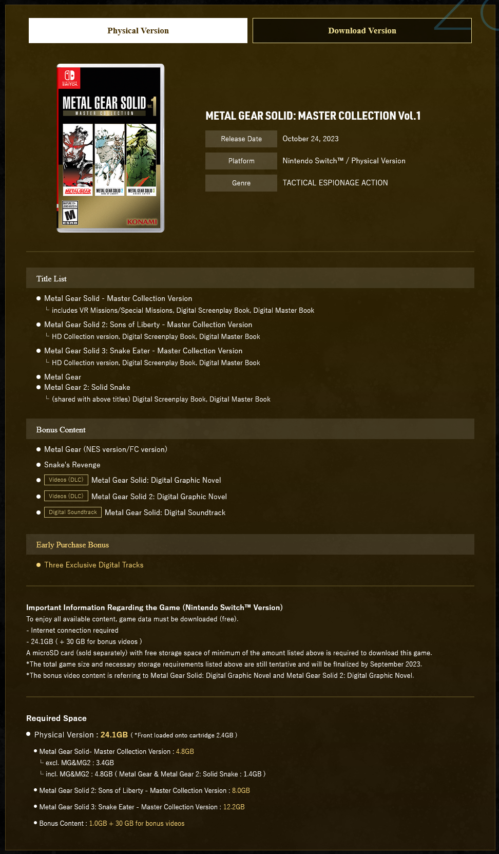 MGS Master Collection Vol 1 Nintendo Switch Trailer : r/TwoBestFriendsPlay