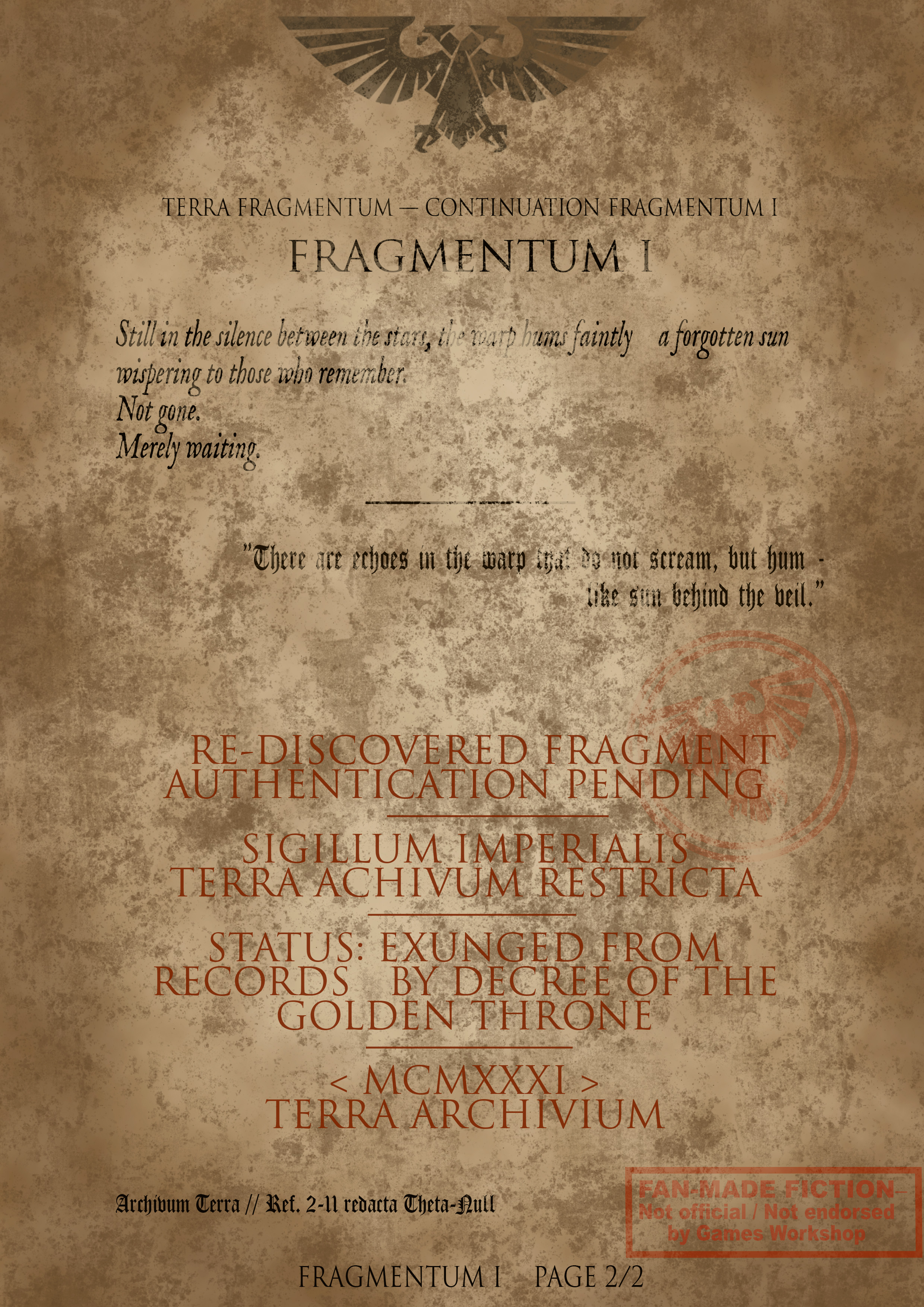 [LEGIO II] Fragment I - Silence of the second (Recovered records ...