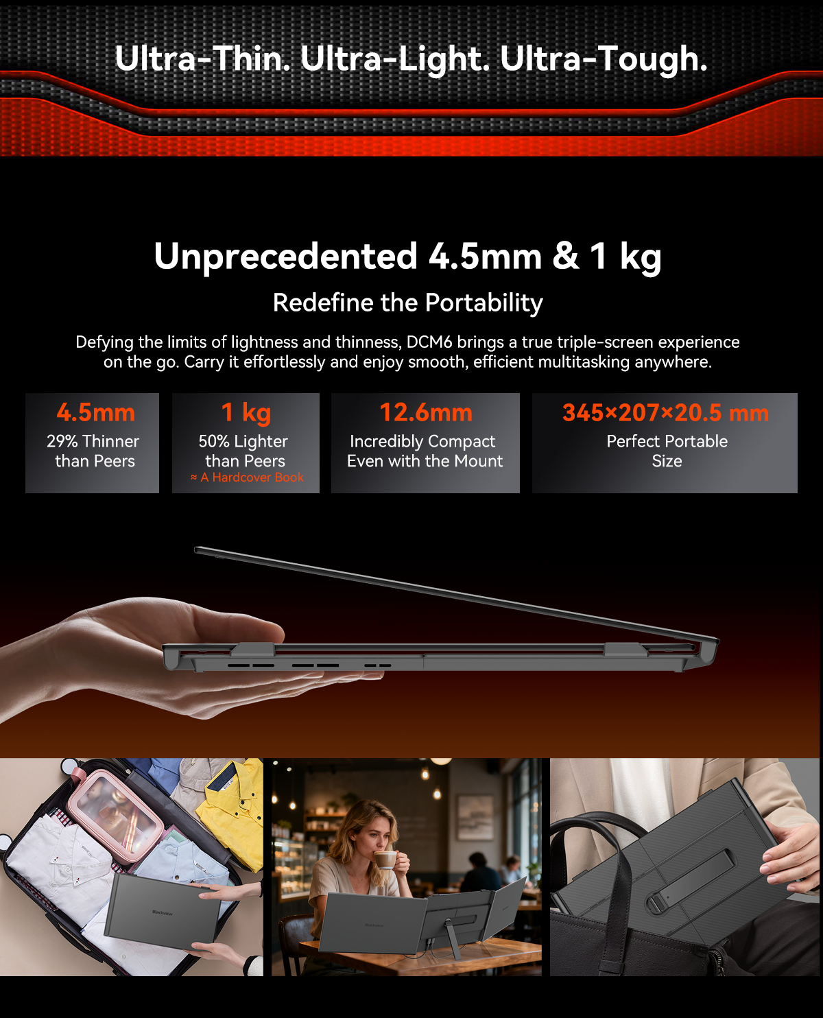 Monitor Extensibil si Portabil pentru laptop, Blackview Extender ecran ...