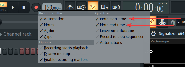 Why does piano roll snap notes to seconds when I record a Midi using ...