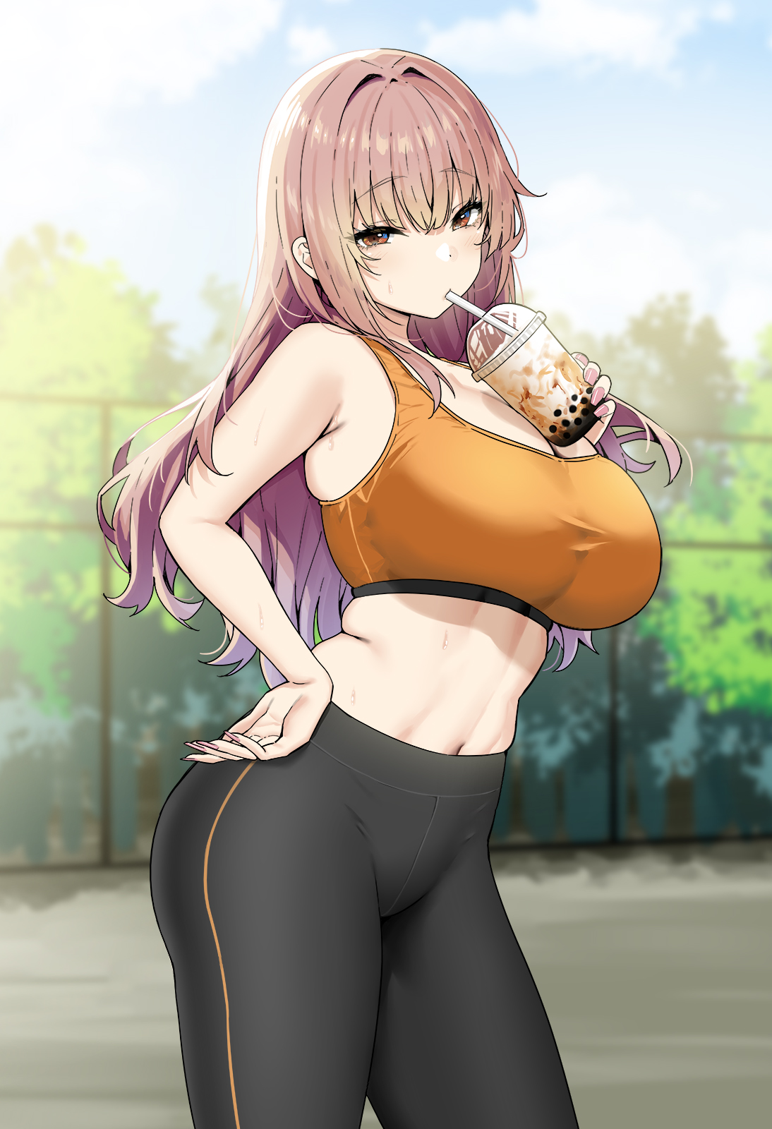 Kaori drinking bubble tea (Sky-Freedom) [Artist's OC] : r/Fitmoe