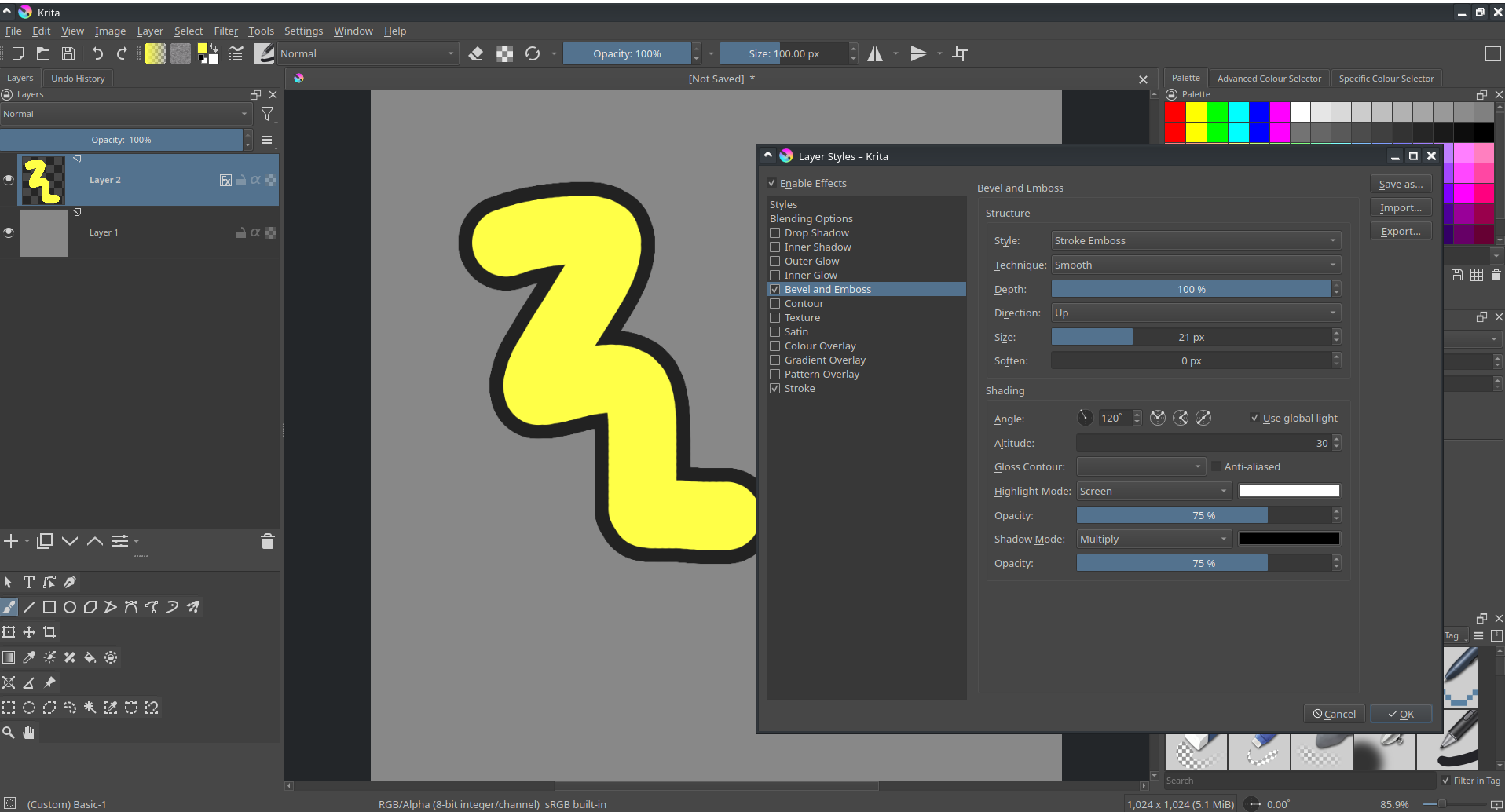 Does 'stroke emboss' work? : r/krita