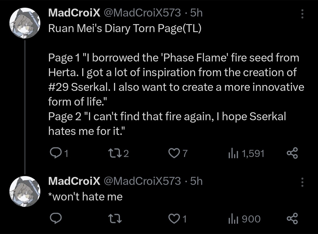 Ruan Mei's Diary Torn Page via MadCroix : r/HonkaiStarRail_leaks