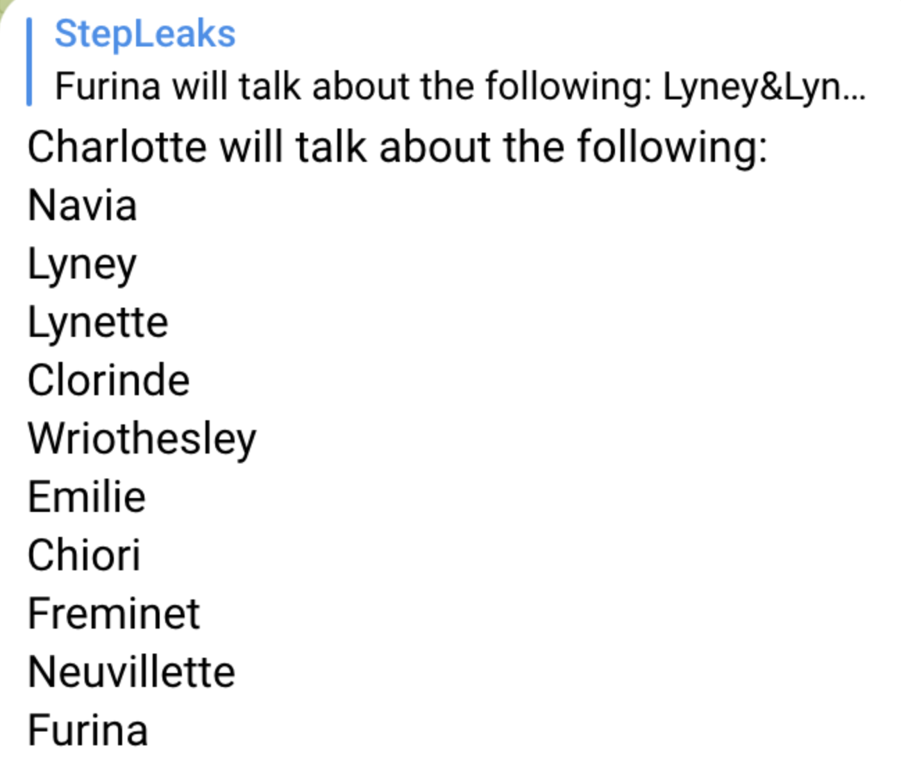 Who Charlotte has voicelines for via stepleaker : r/Genshin_Impact_Leaks