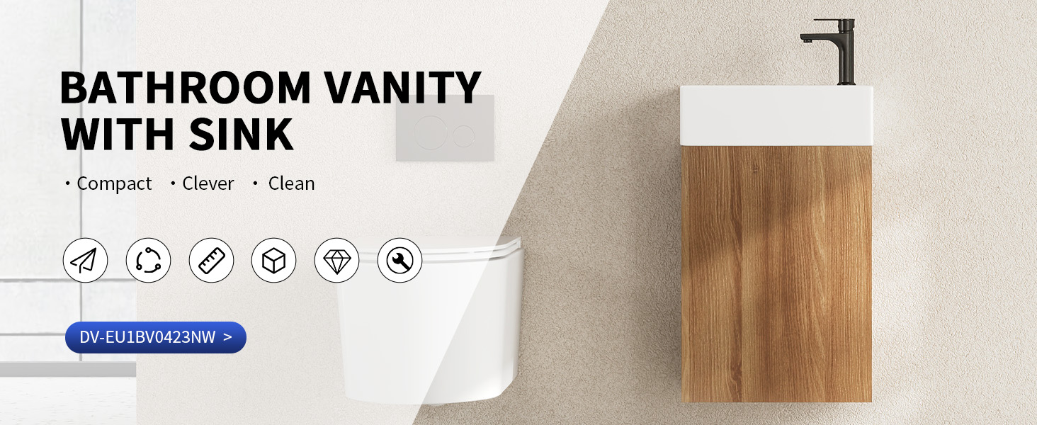 DeerValley Bathroom Vanity Unit with Basin 410mm, Under Sink Bathroom ...