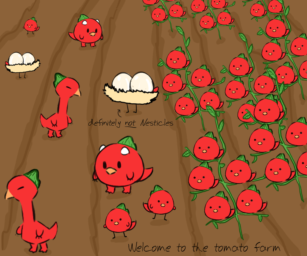 Welcome to the tomato farm : r/dokibird