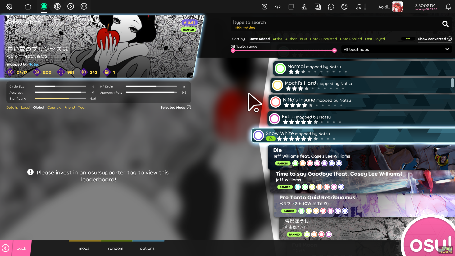 [resolved] [osu!lazer] Global Leaderboard needs supporter?‬ · forum‬ | ‭osu!‬