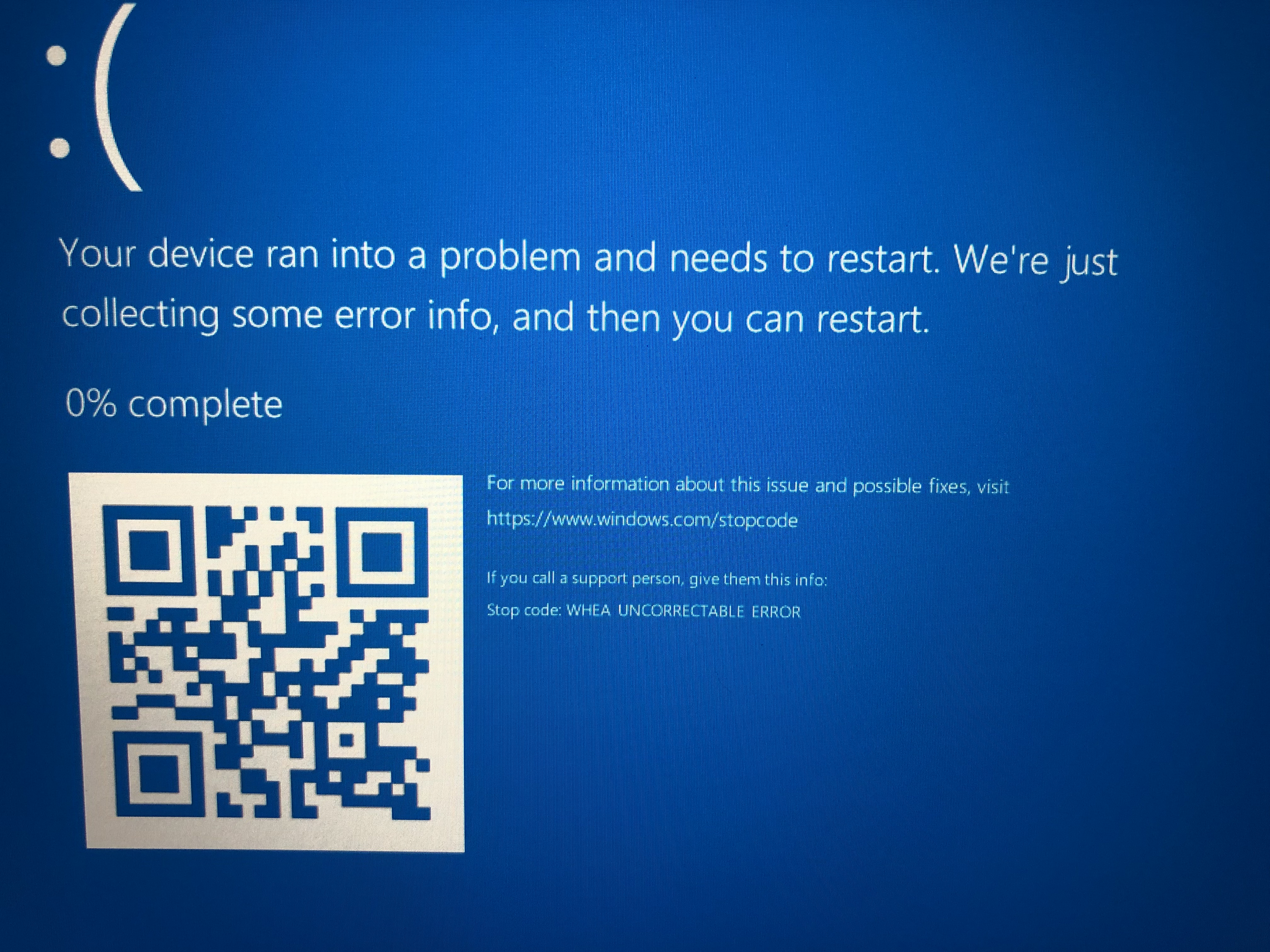 Question - WHEA_UNCORRECTABLE_ERROR BSOD | Tom's Hardware Forum