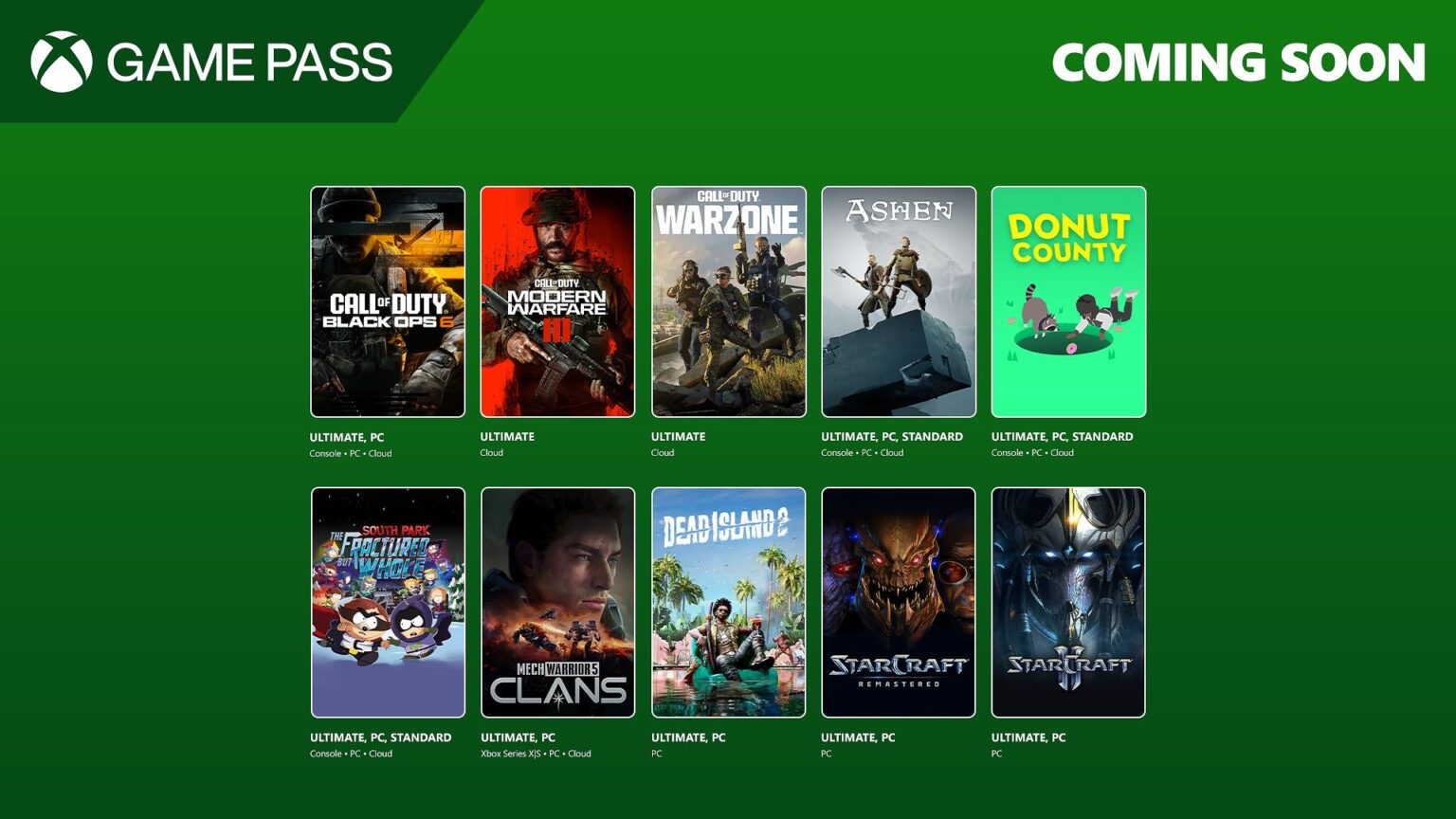 New to Game Pass (Late-Oct 2024): Call of Duty: Black Ops 6, StarCraft ...